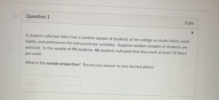 Solved Question 1 2 pts A student collected data from a | Chegg.com