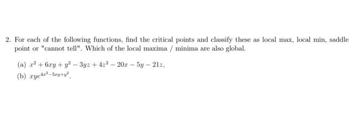 Solved 2. For each of the following functions, find the | Chegg.com