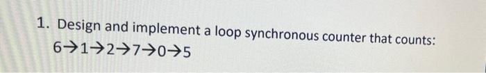 Solved Design and implement this loop synchronous counter by | Chegg.com
