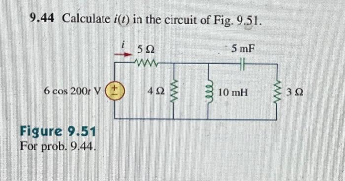 Solved 9.44 Calculate i(t) in the circuit of Fig. 9.51. | Chegg.com