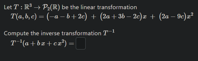 Solved Let T:R3→P2(R) ﻿be the linear | Chegg.com