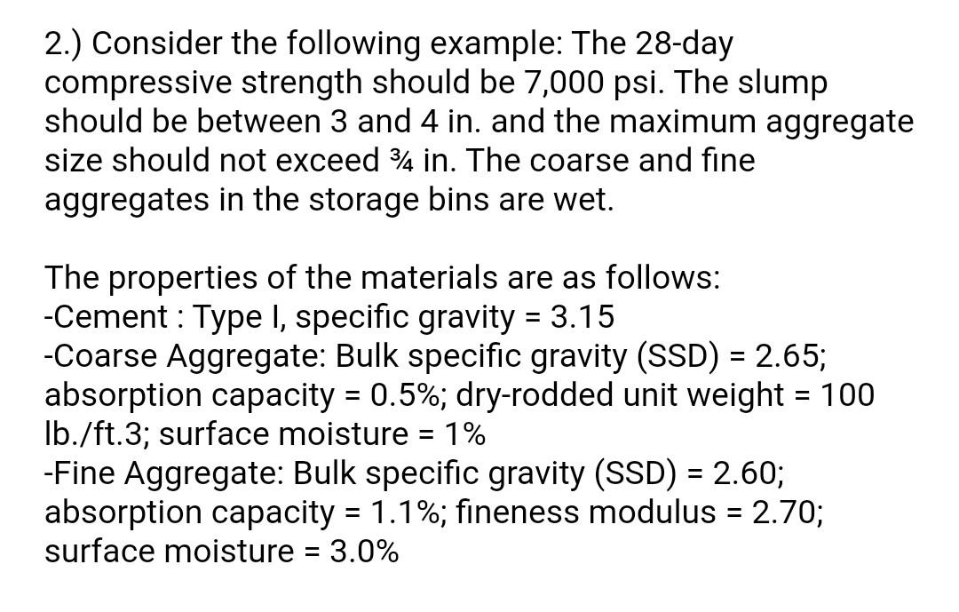 Solved ( ACI Design Mix ) - Determine the estimated batch | Chegg.com