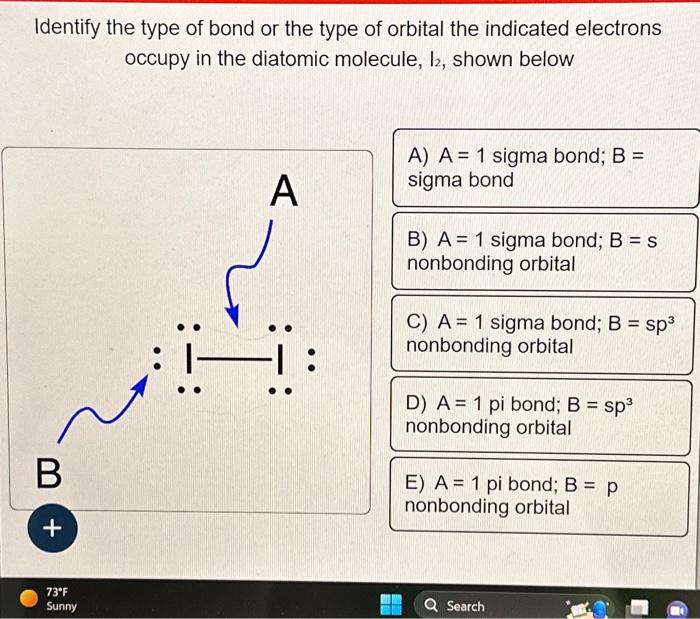 Solved Identify the type of bond or the type of orbital the | Chegg.com