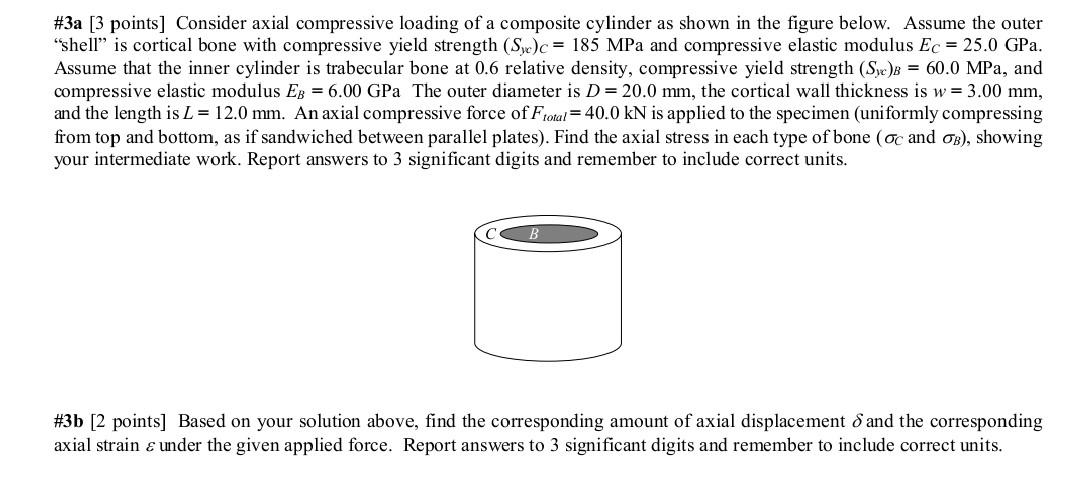Solved \#3a [3 points] Consider axial compressive loading of | Chegg.com