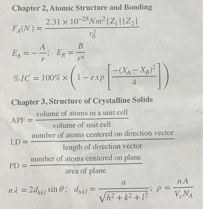 Solved Chapter 2, Atomic Structure and Bonding | Chegg.com