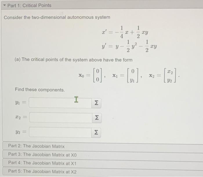 Solved Part 1: Critical Points Consider the two-dimensional | Chegg.com