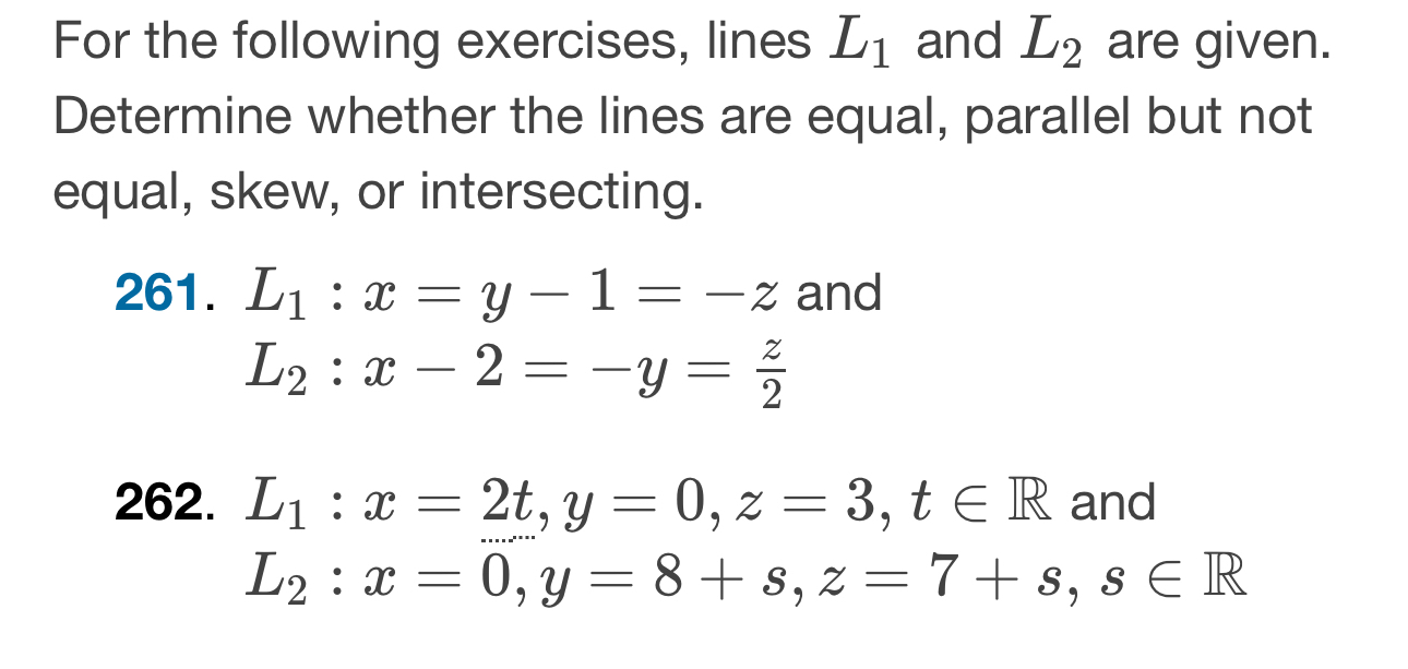 For the following exercises, lines L1 ﻿and L2 ﻿are | Chegg.com