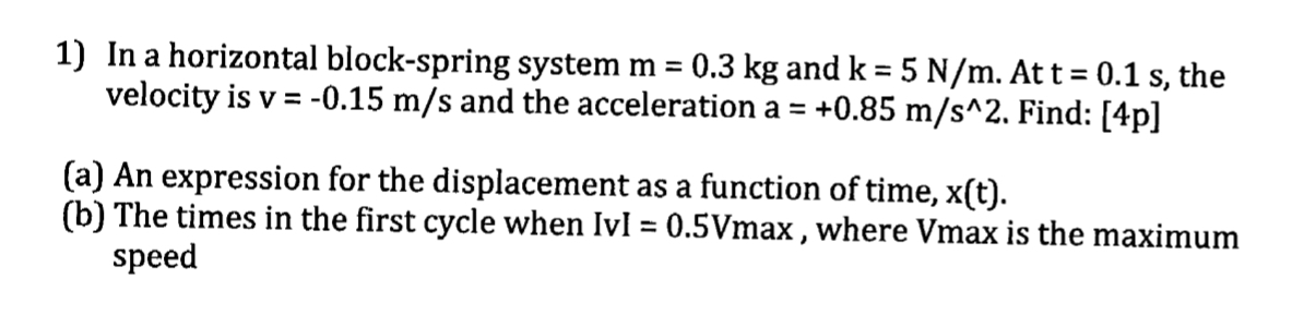 Solved In a horizontal block-spring system m=0.3kg ﻿and | Chegg.com