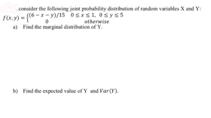 Solved consider the following joint probability distribution | Chegg.com