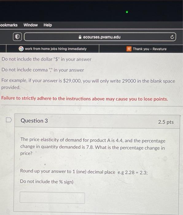 Solved ookmarks Window Help 0 ecourses.pvamu.edu work from | Chegg.com
