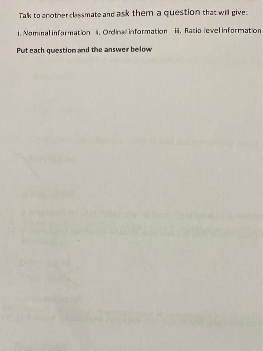 Solved Talk to another classmate and ask them a question | Chegg.com