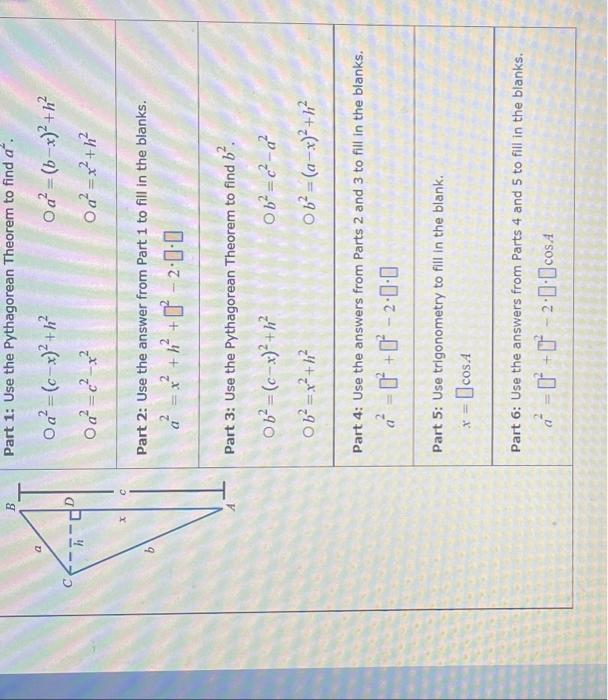 Solved Part 1: Use the Pythagorean Theorem to find a2. | Chegg.com