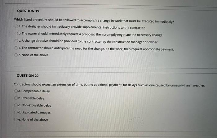 Solved QUESTION 19 Which listed procedure should be followed | Chegg.com