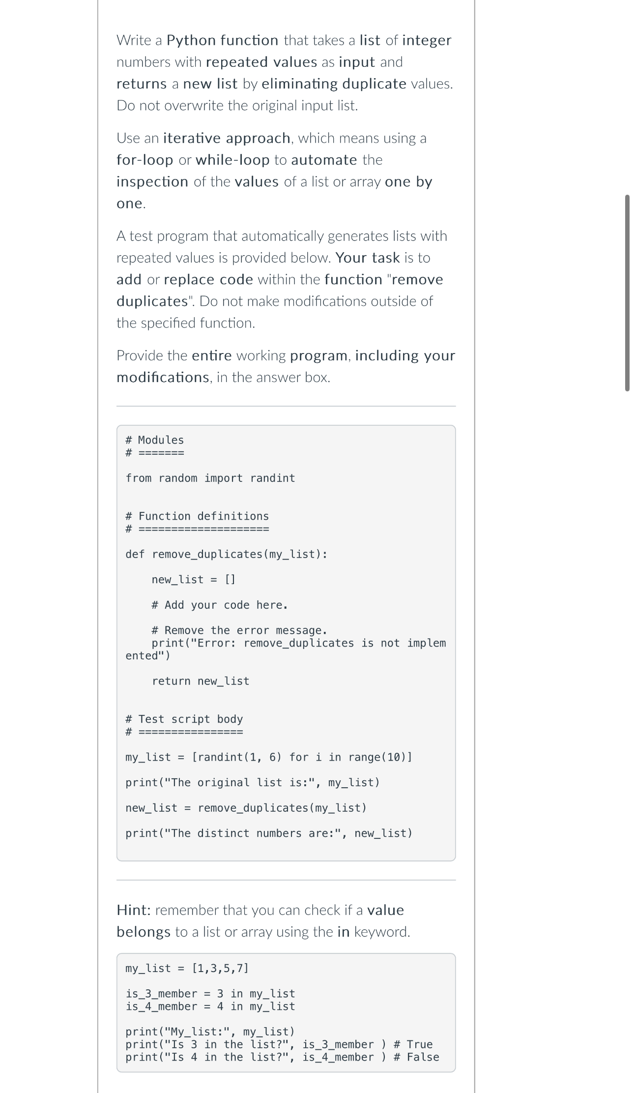 Solved Write a Python function that takes a list of integer | Chegg.com
