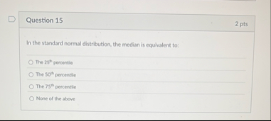 Solved Question 152 ﻿ptsIn the standard normal distribution, | Chegg.com
