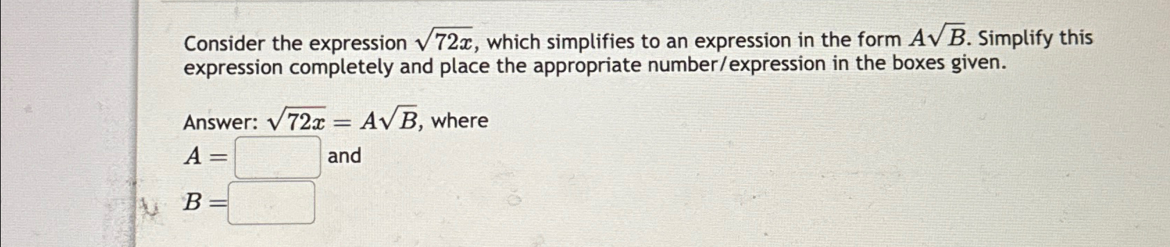 Solved Consider the expression 72x2, ﻿which simplifies to an | Chegg.com