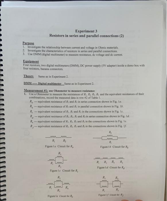 Solved Measurement #1: use Ohmmeter to measure resistance 1. | Chegg.com