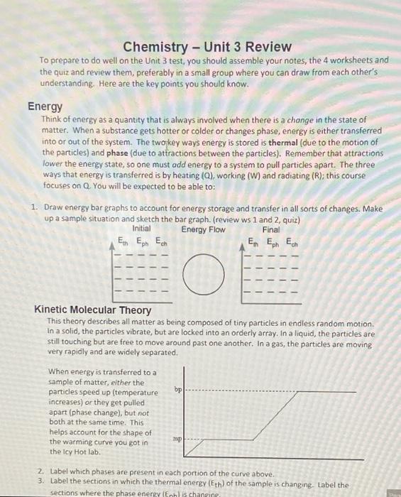 Chemistry - Unit 3 Review To prepare to do well on | Chegg.com