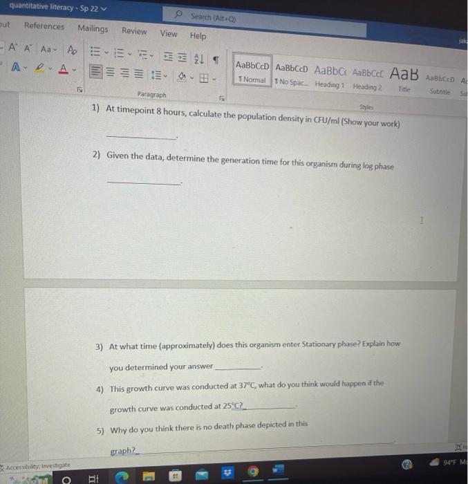 Solved Part I: Calibrating CFU/ml with Optical Density at | Chegg.com