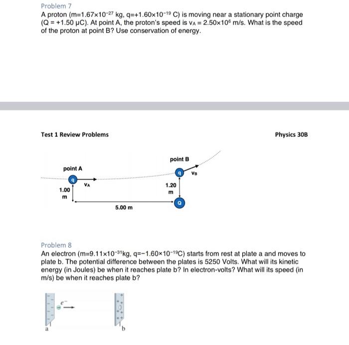 Solved Problem 7 A proton (m=1.67x10-27 kg, q=+1.60x10-19 C) | Chegg.com
