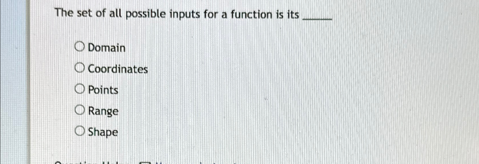 Solved The set of all possible inputs for a function is | Chegg.com