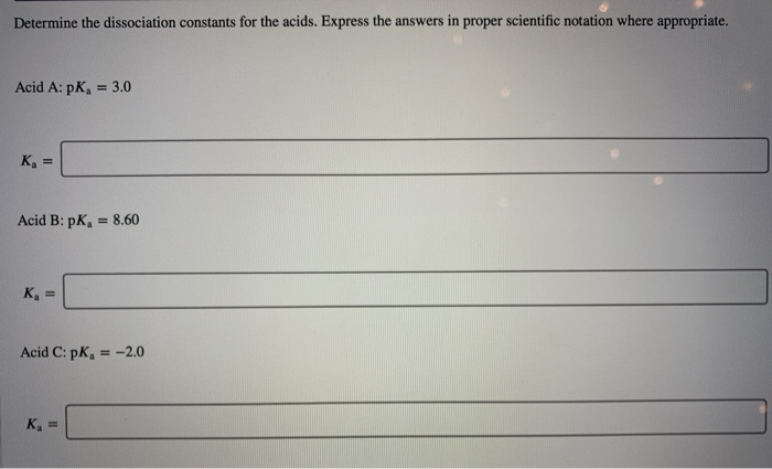 Solved Determine The Dissociation Constants For The Acids