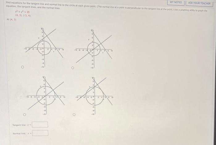 Solved eqtabtion, the tangent lines, and the nermal lines. | Chegg.com