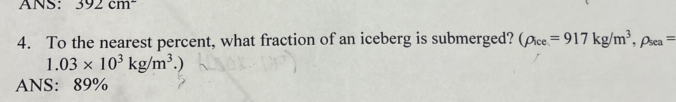 Solved To the nearest percent, what fraction of an iceberg | Chegg.com