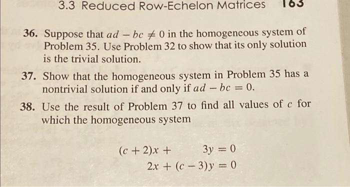 3.3 Reduced Row-Echelon Matrices 36. Suppose that ad | Chegg.com