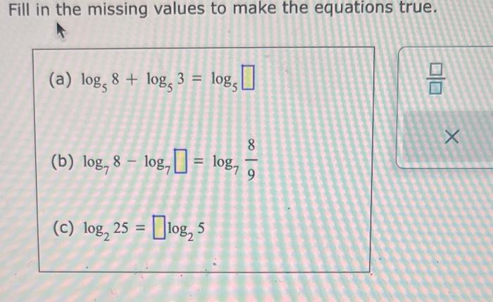 Solved Fill in the missing values to make the equations | Chegg.com