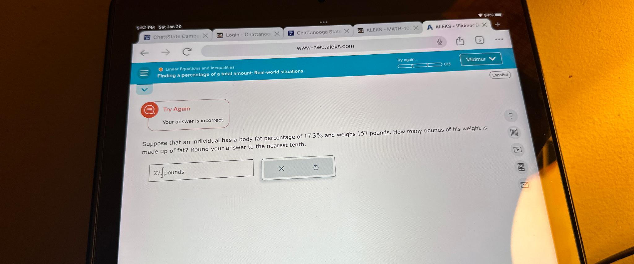 Solved Try AgainYour answer is incorrect.Suppose that an | Chegg.com