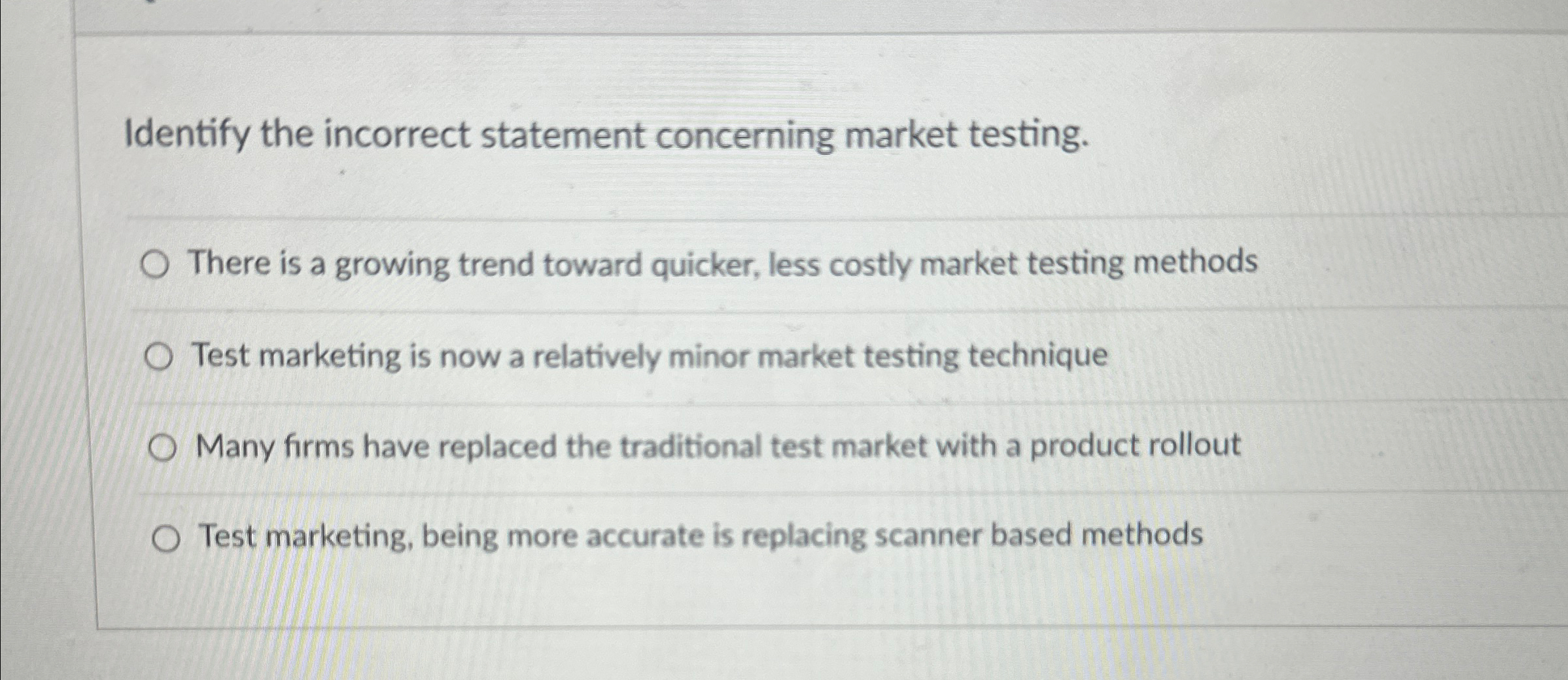 Solved Identify the incorrect statement concerning market | Chegg.com
