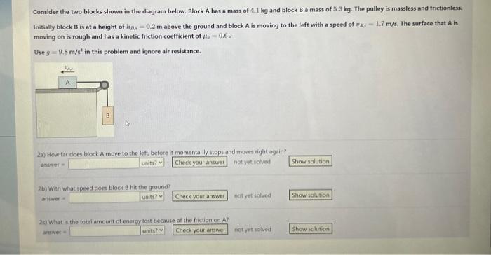 Solved Consider the two blocks shown in the diagram below. | Chegg.com