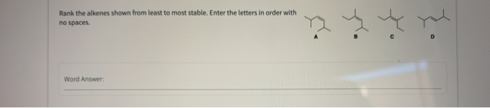 Solved Rank the alkenes shown from least to most stable. | Chegg.com