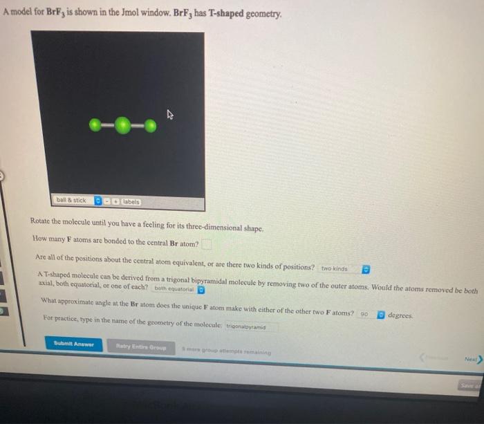 Solved A model for BrF; is shown in the Imol window. BrF, | Chegg.com