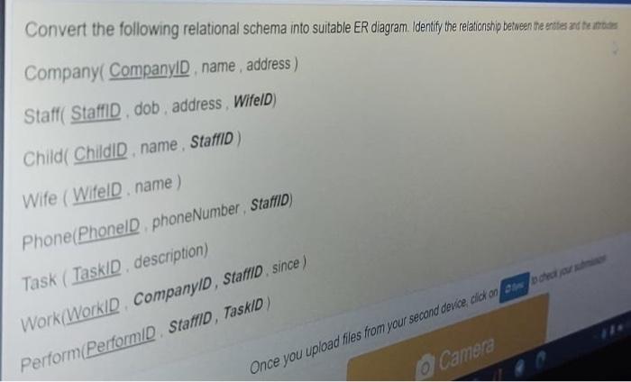 Solved Convert the following relational schema into suitable | Chegg.com