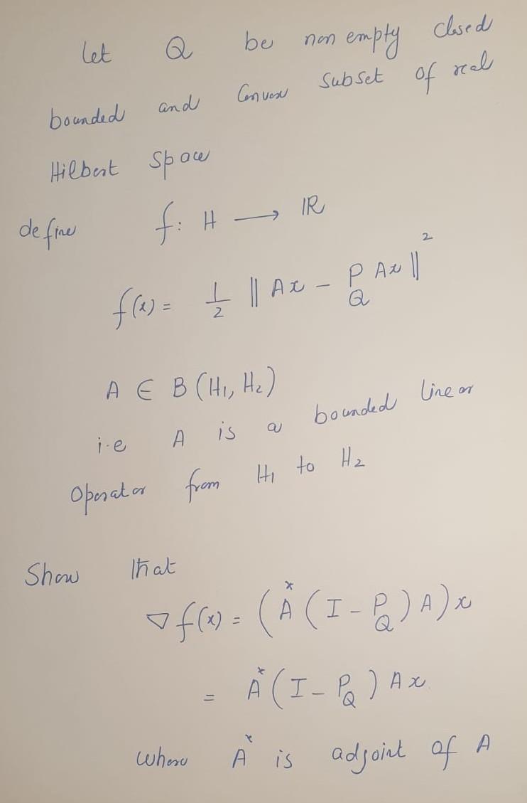 Solved let Q be non empty closed bounded and conves subset | Chegg.com
