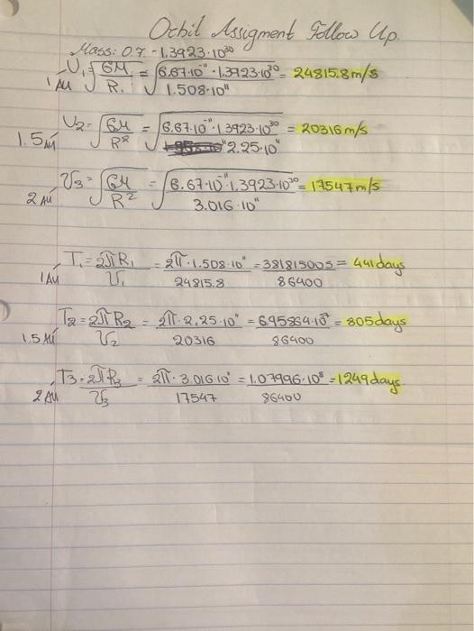 Solved With all this being already calculated, find Kepler's | Chegg.com