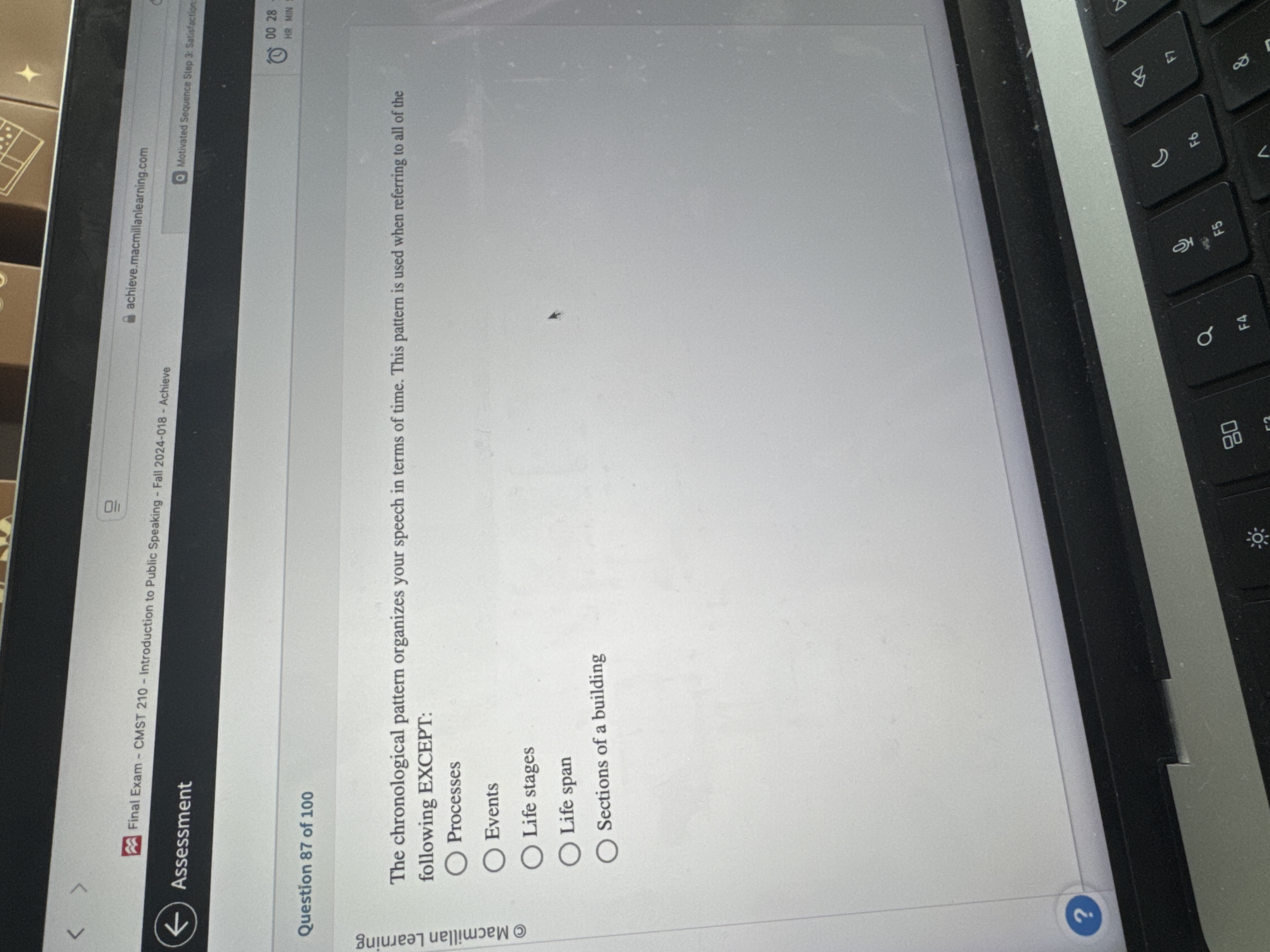 Solved Question 87 ﻿of 100The chronological pattern | Chegg.com