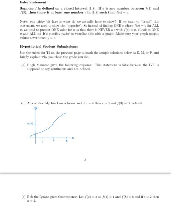 Solved False Statement: Suppose f is defined on a closed | Chegg.com