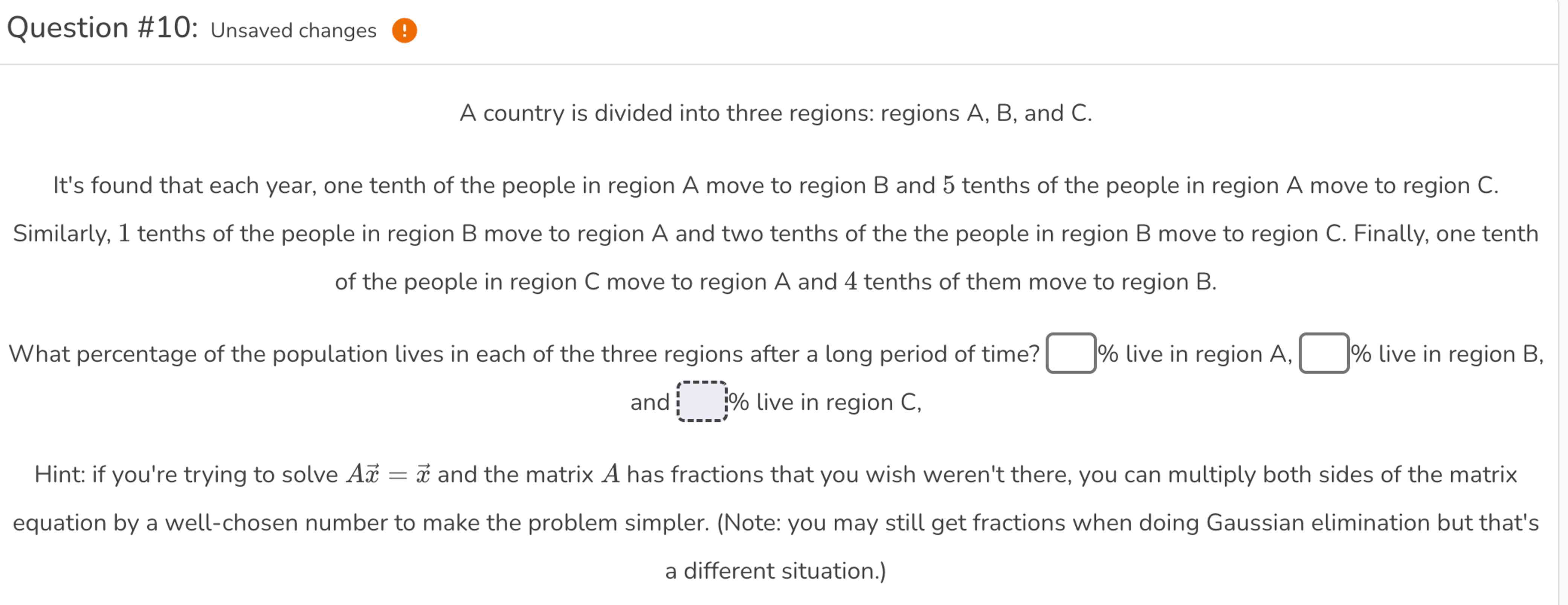 Solved Question #10: Unsaved changesA country is divided | Chegg.com