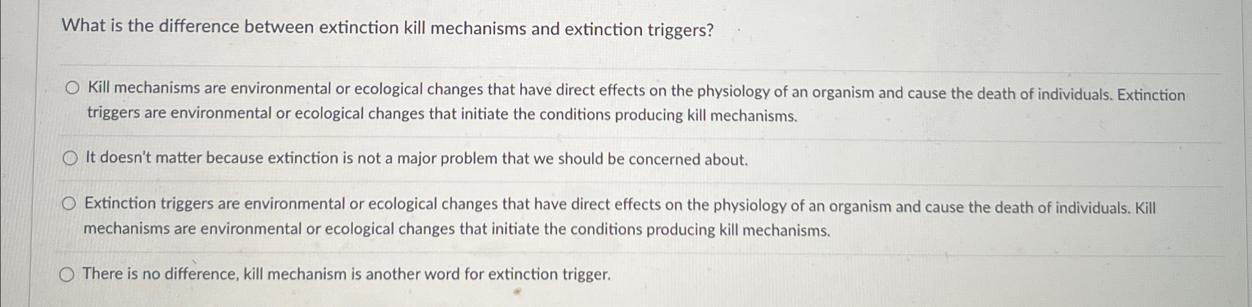 Solved What is the difference between extinction kill | Chegg.com