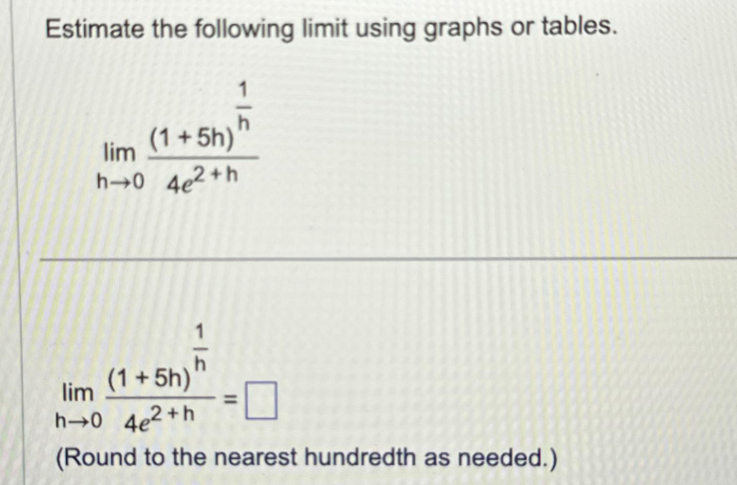 Solved Estimate the following limit using graphs or | Chegg.com