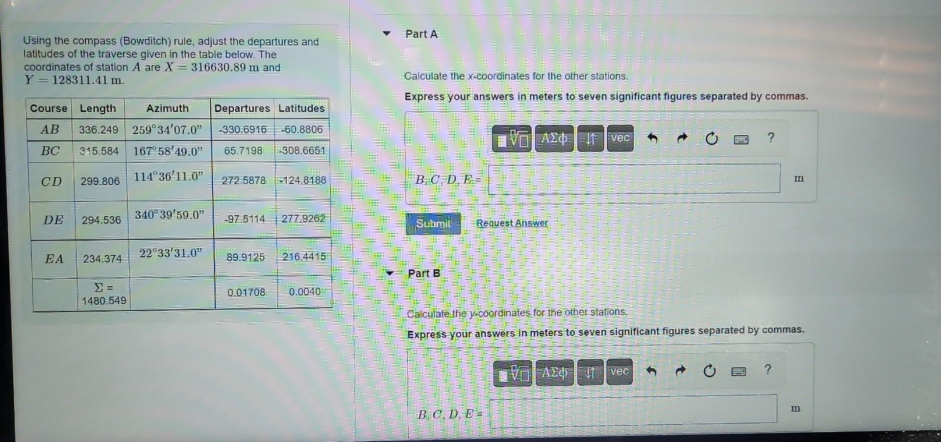Solved Us̄ing the compass (Bowditch) rule, adjust the | Chegg.com