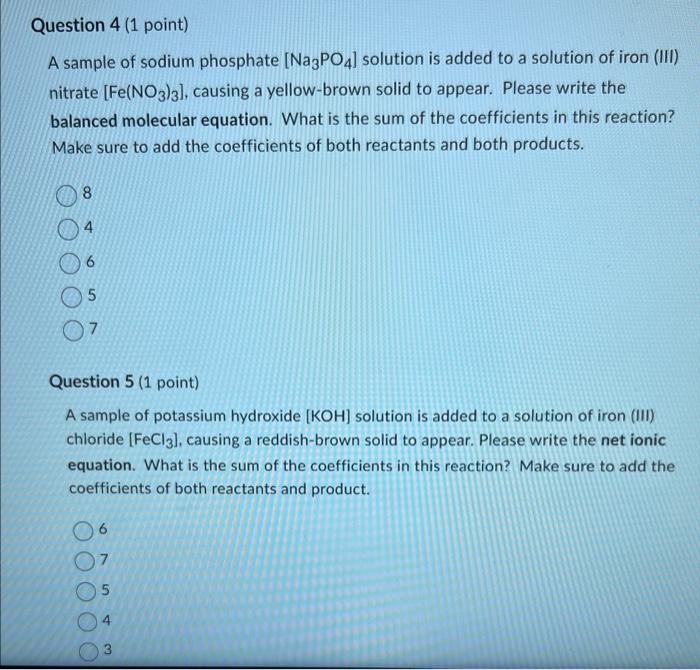 Solved A sample of sodium phosphate [Na3PO4] solution is | Chegg.com