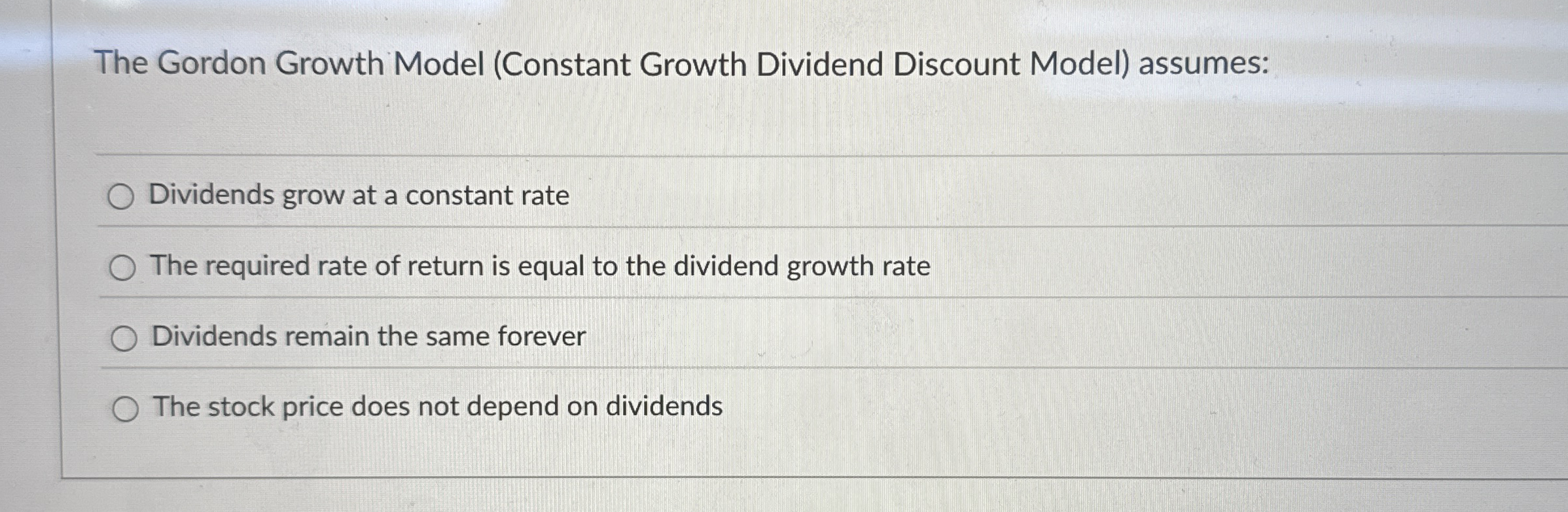 Solved The Gordon Growth Model (Constant Growth Dividend | Chegg.com