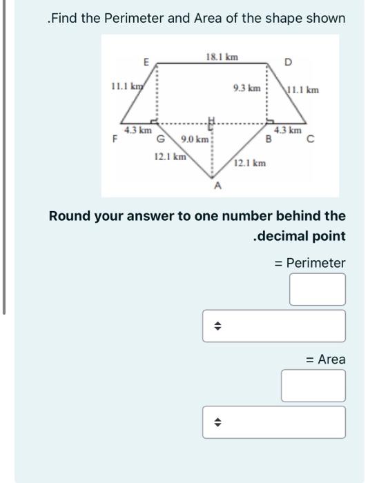 Solved Find the Perimeter and Area of the shape shown E 18.1 | Chegg.com
