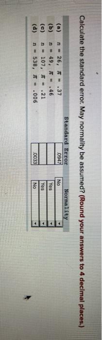 Solved Calculate the standard error. May normality be | Chegg.com