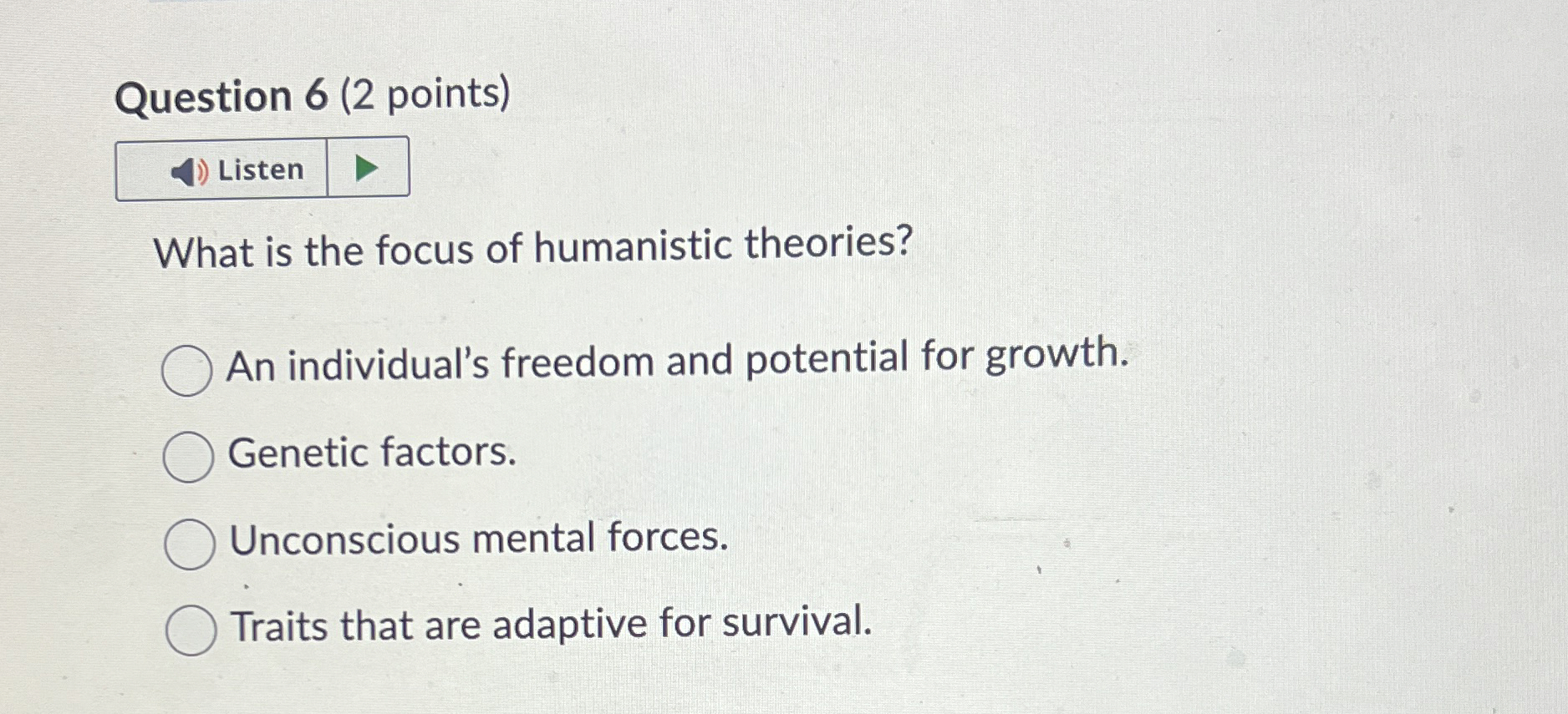 Solved Question 6 (2 ﻿points)ListenWhat is the focus of | Chegg.com