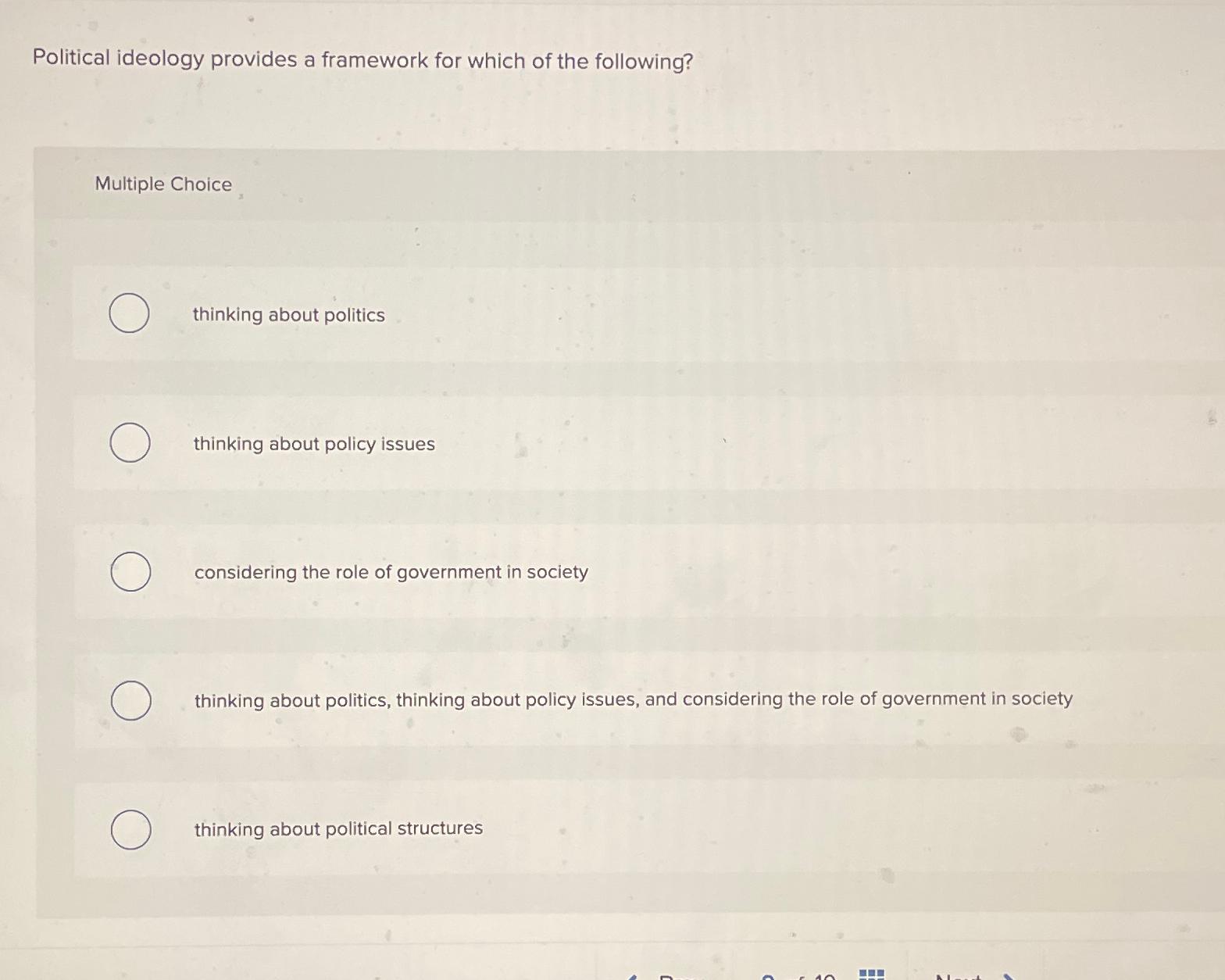 Solved Political ideology provides a framework for which of | Chegg.com